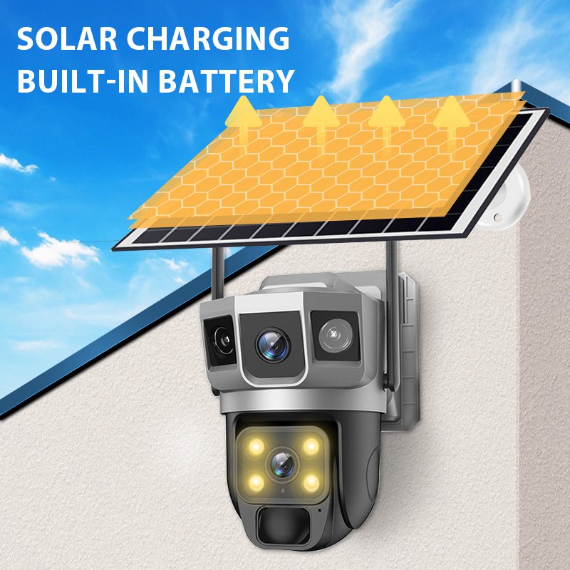 V380 Pro 3 Screen 2 Lens 8MP Solar CCTV Camera WIFI Wireless Outdoor ...