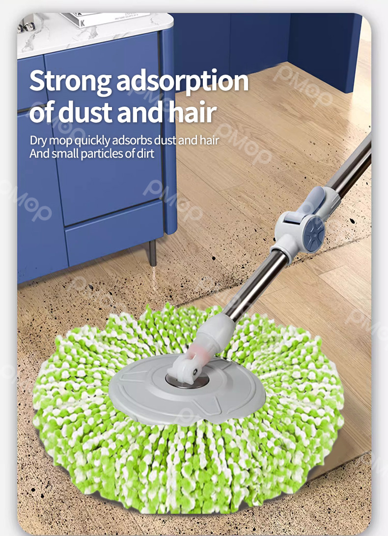 PMOP Blue Mop With Spinner And Stainless Steel Basket rod 360° Tornado ...