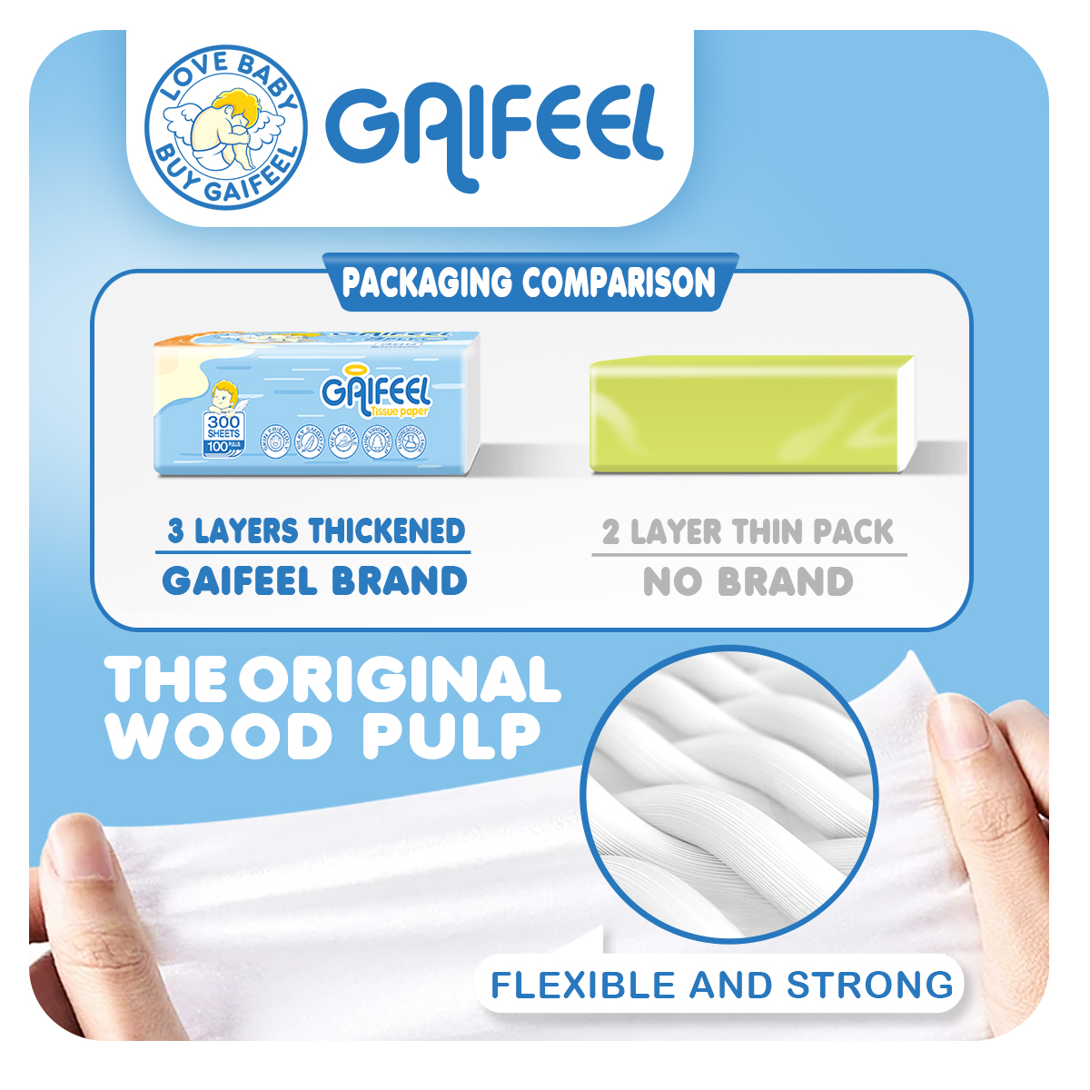 GAIFEEL 8/16Packs Facial Tissue Paper For Baby Toliet Towel Tissue ...