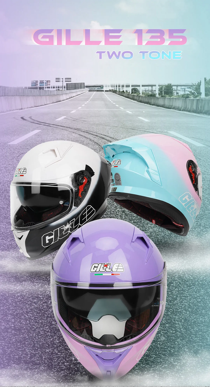 GILLE 135 V1 Two Tone Dual Visor Full Face Motorcycle Helmet For Men ...