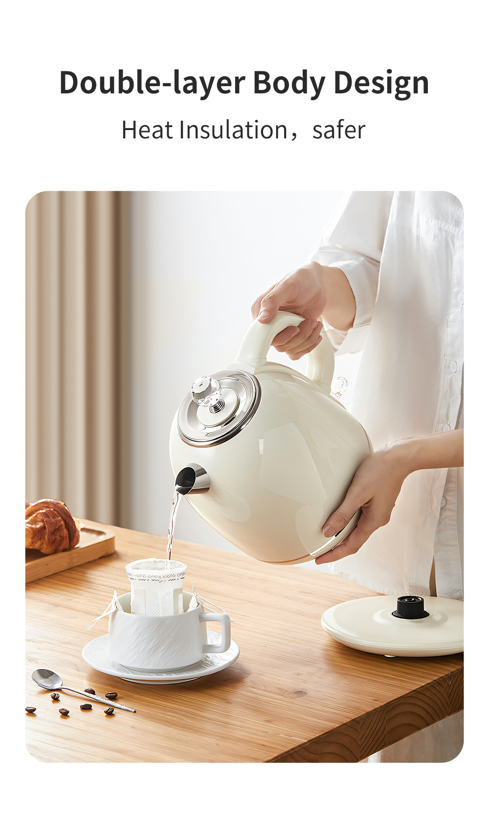 Simplus Electric Water Kettle 1.7L Capacity Double-layer Heat ...