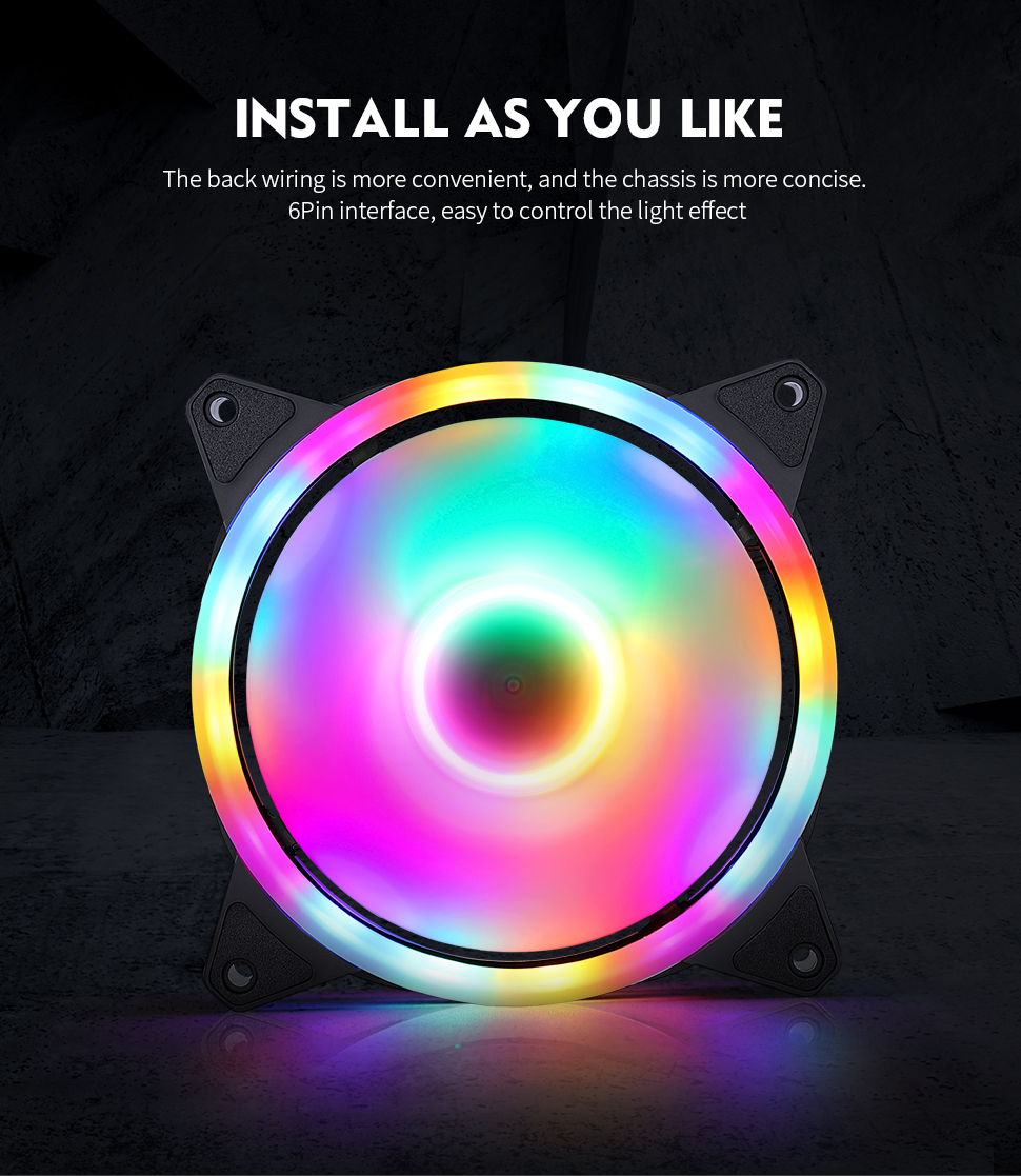 Inplay M10 Rainbow RGB 120mm Led Case Fan Cooling For Pc/Computer ...