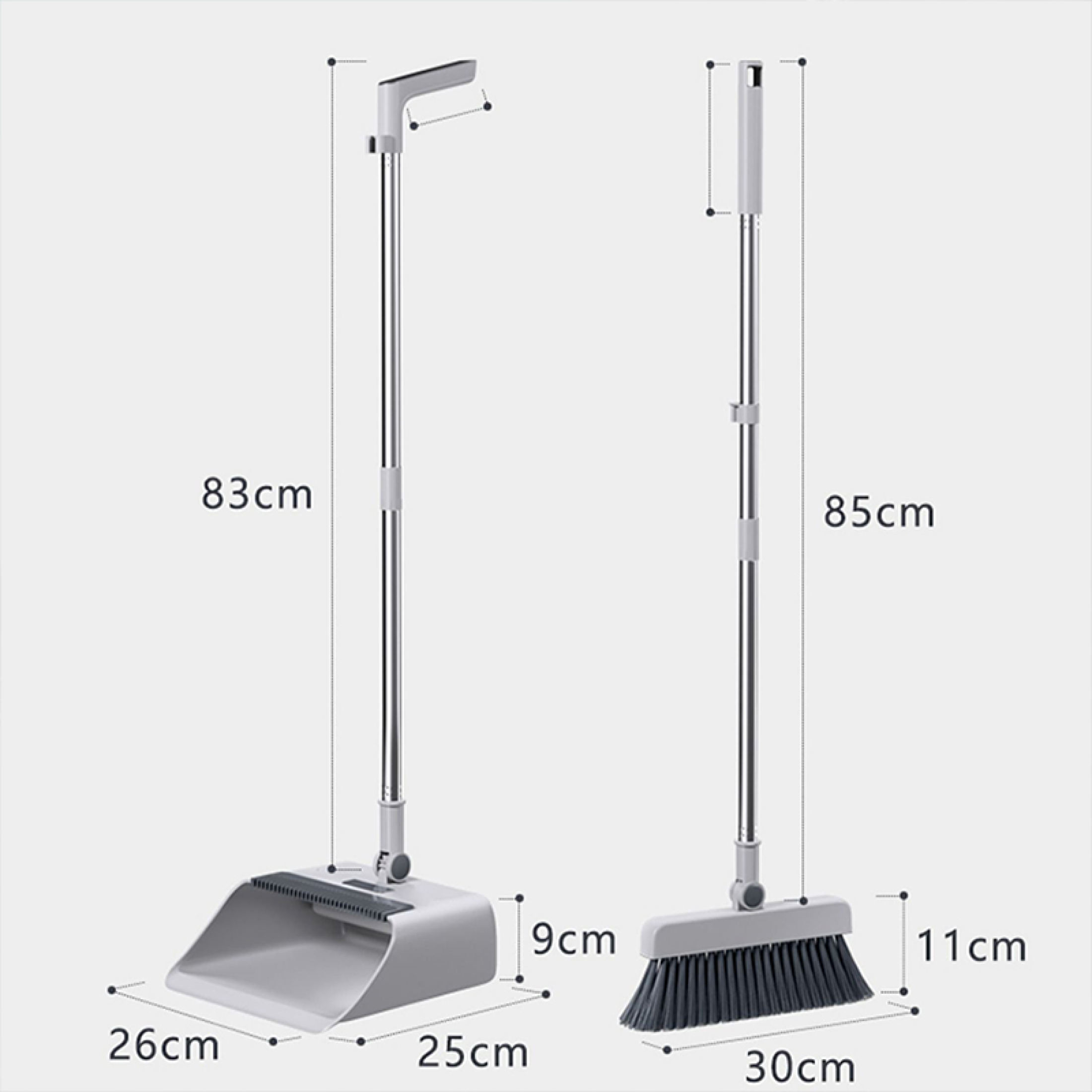 3 in 1Household Broom and Dustpan Set Inch Long Handle Broom with Stand Dustpan Combination Set ...