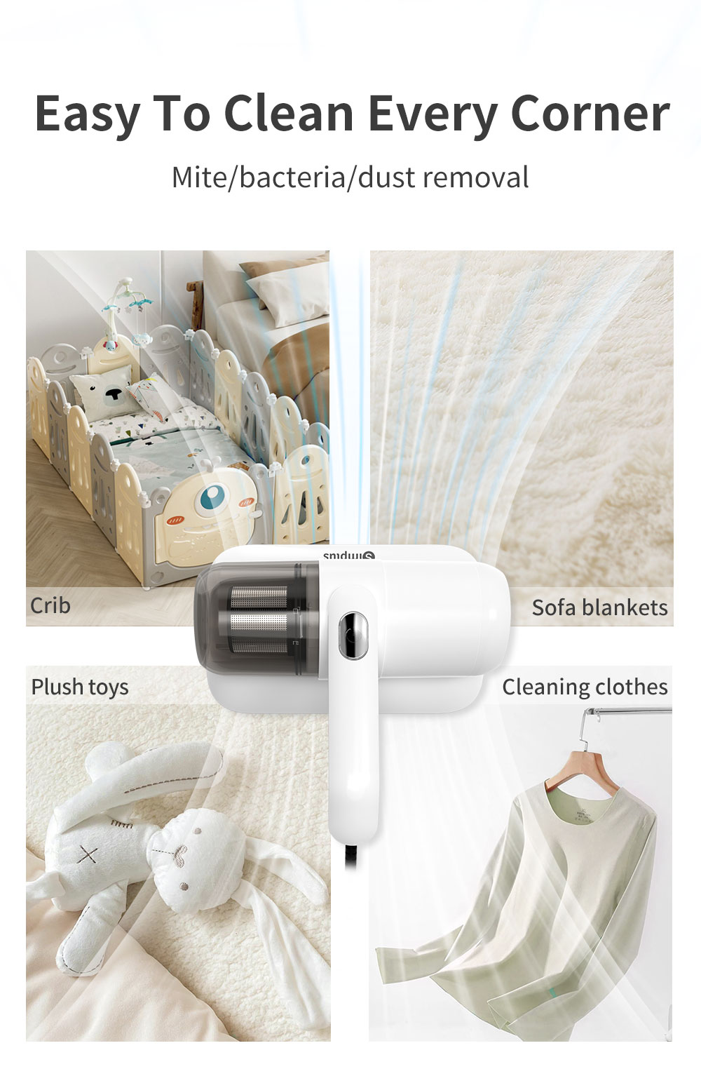 Simplus Dust Mite Vacuum Cleaner For Bed and Sofa With 3-Stage ...