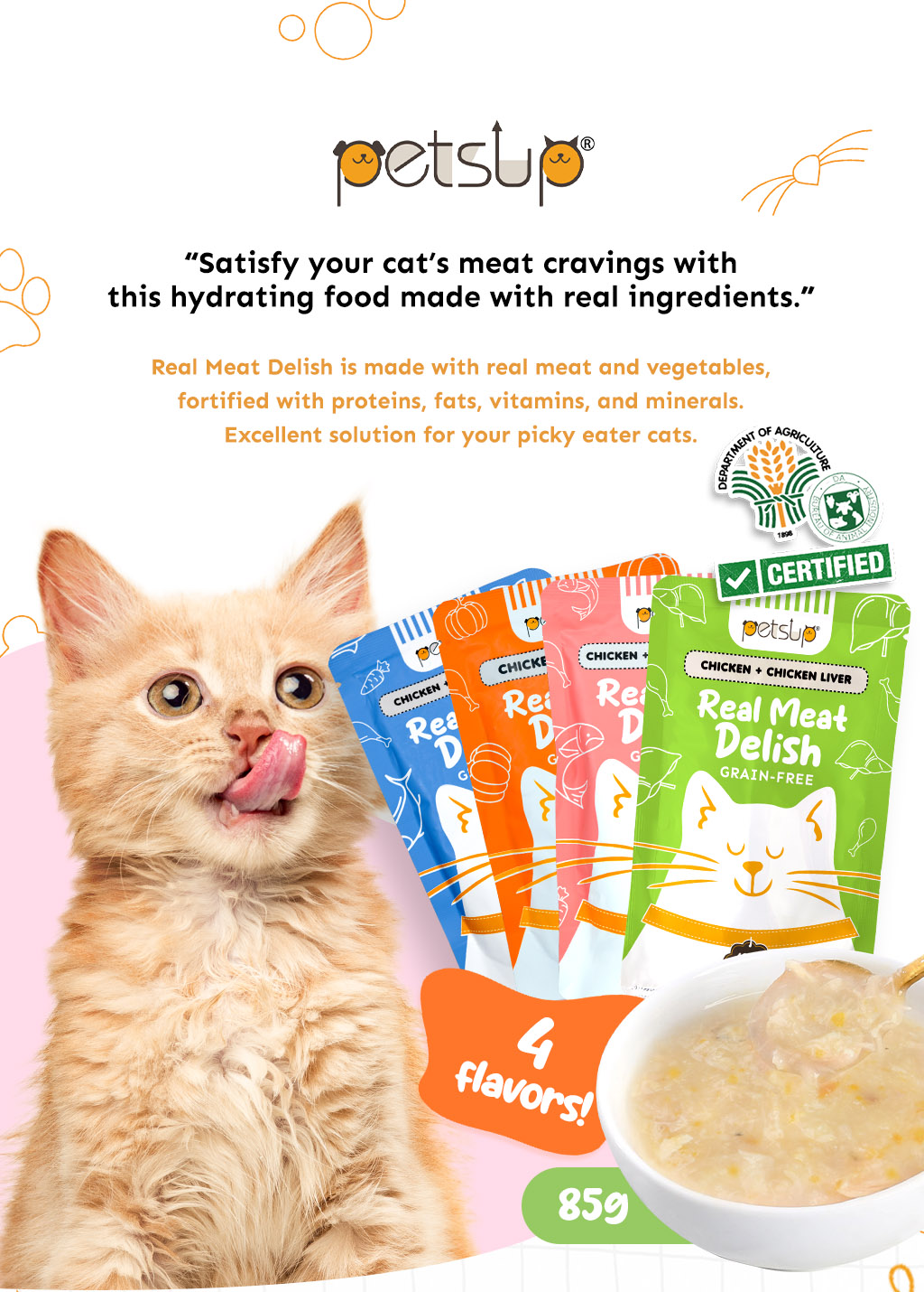 Petsup Bundle Cat Wet Food Meow Weekly Delish With Free 1 Can - Real ...