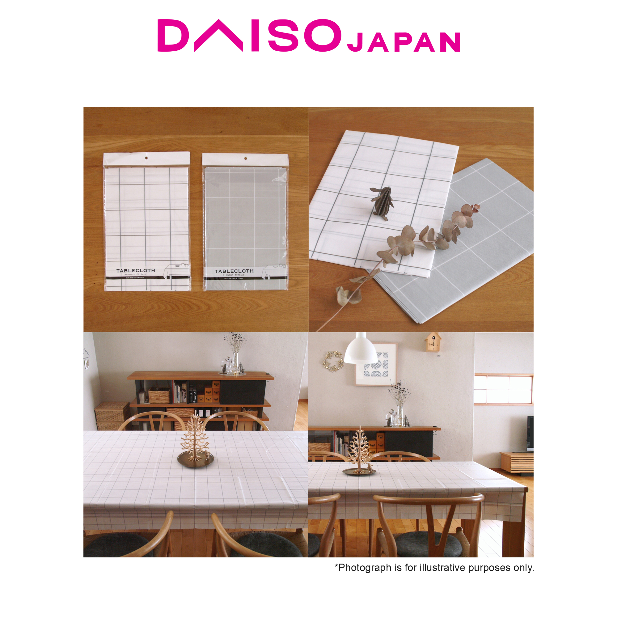Daiso Tablecloth with Graph Check Design (130cm x 175cm) | Shopee ...