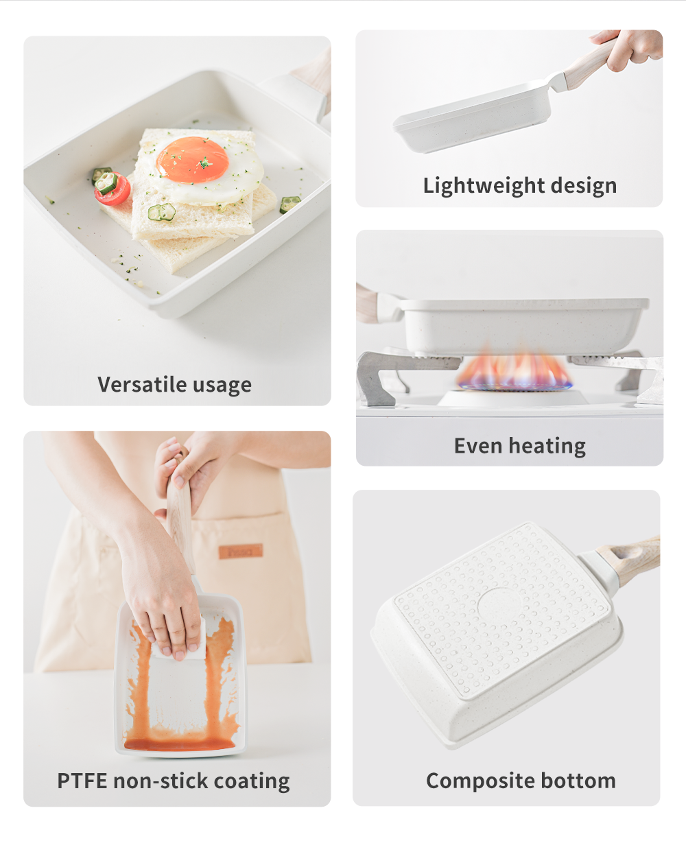 INSSA Pan Non-stick Breakfast Pan Die-casting Aluminum Pan Tamagoyaki ...