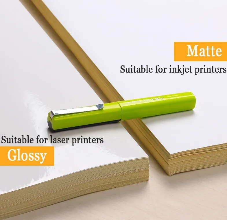 A4 Printable Sticker Paper Matte Glossy 100 Sheets for Laser Inkjet ...
