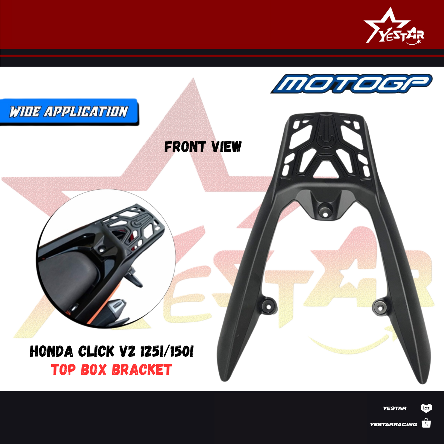 Yestar Honda Click v2 raven v5 Bracket Top Box Moto Box Grab Bar ...