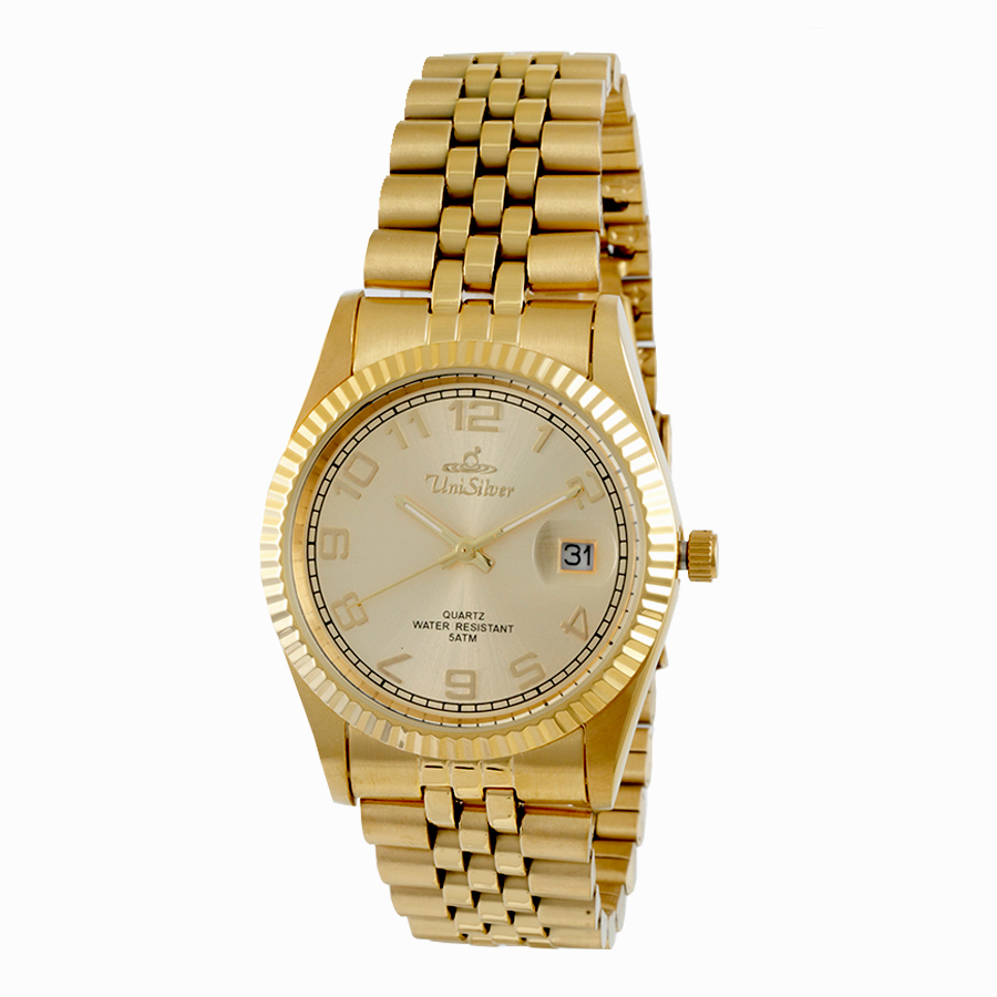 UniSilver TIME Women's Medium size Gold w/ Date Analog Stainless steel ...