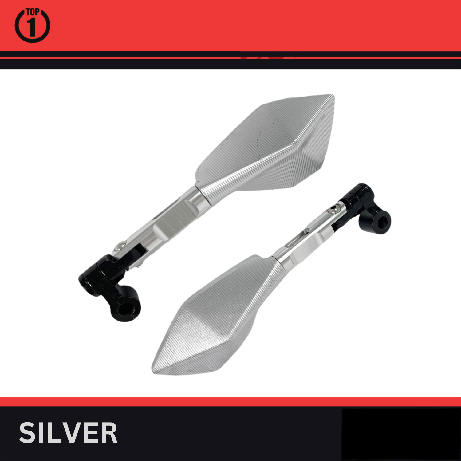 Top Racing 1 Pair Alloy Universal Long Stem Side Mirror White Glass ...