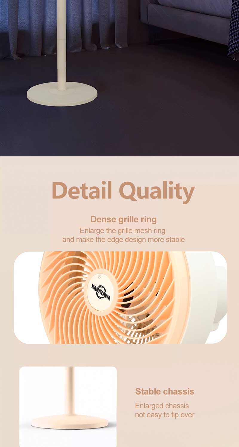 KANAZAWA Electric Stand Fan Modern Style Floor Fan Orange Strong Wind ...