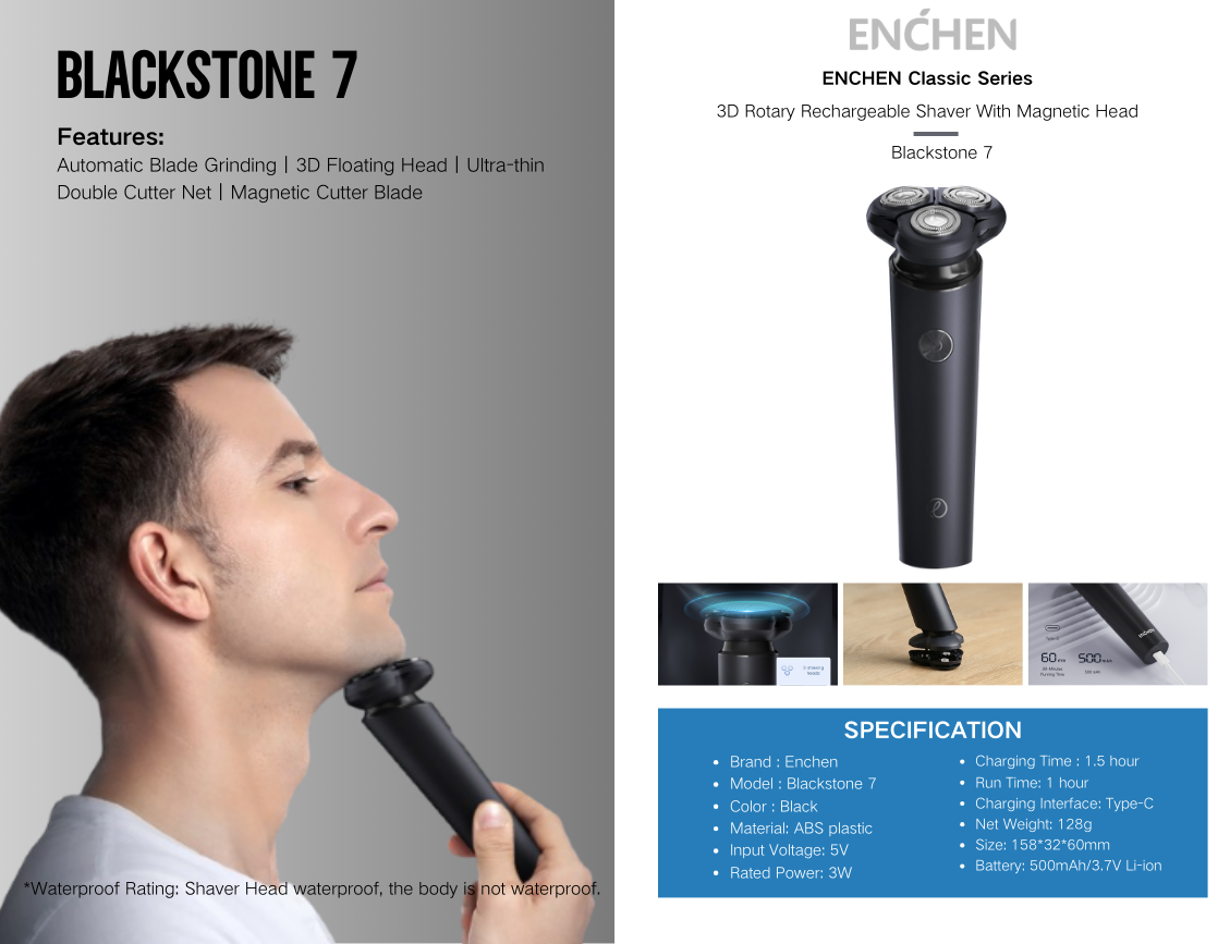 ENCHEN Blackstone Electric Shaver 3D Floating Shavers Beard Trimmer ...