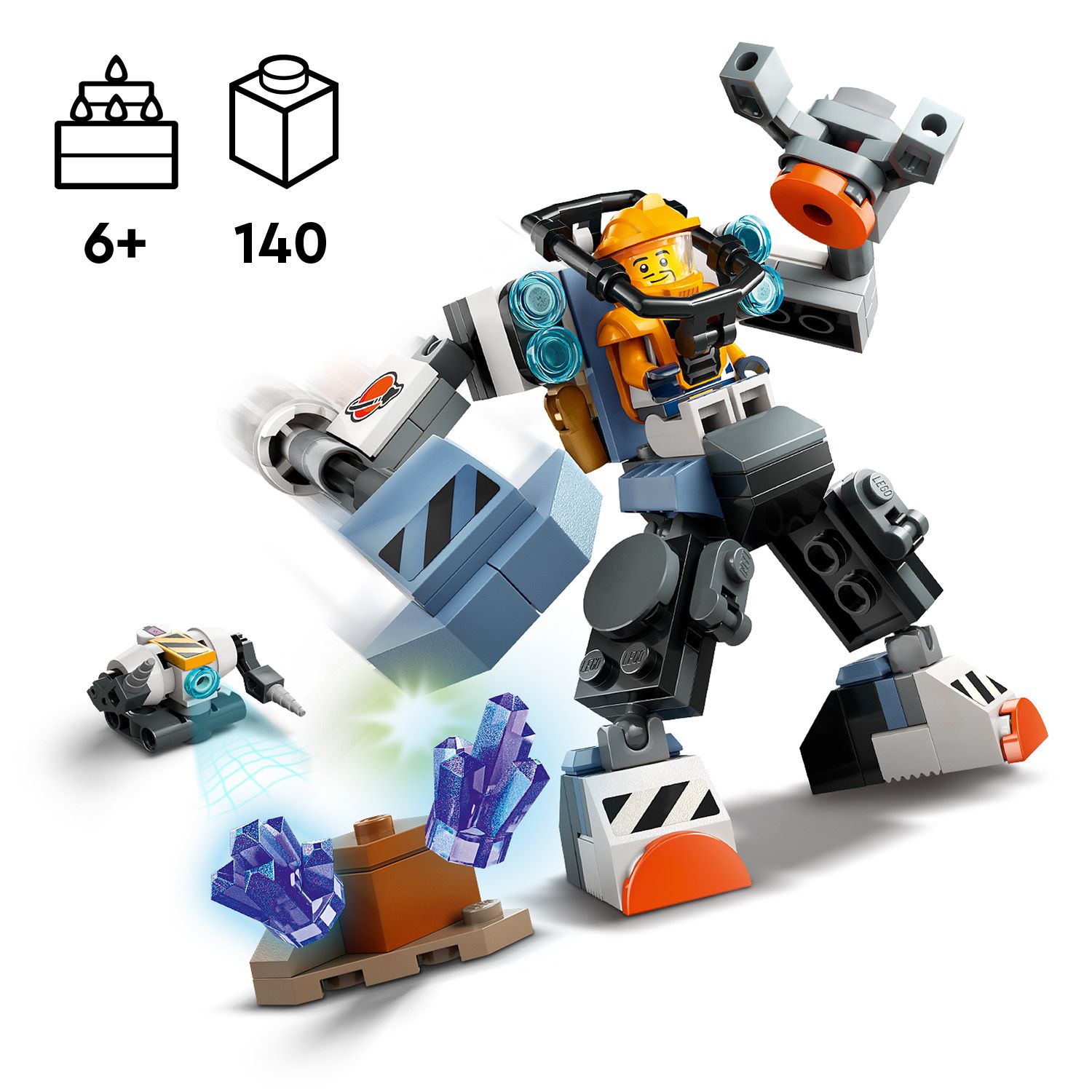 LEGO City 60428 Space Construction Mech Suit Toy (140 Pieces) | Shopee ...
