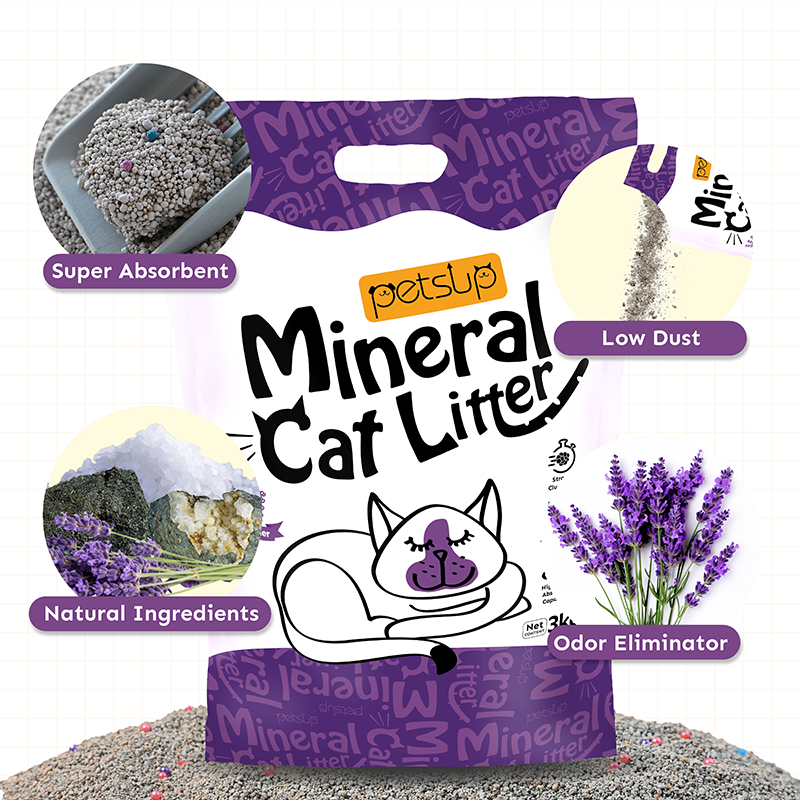 Petsup Mineral Cat Litter Sand Lavender Scent 3kgs Sodium-Based Mineral ...