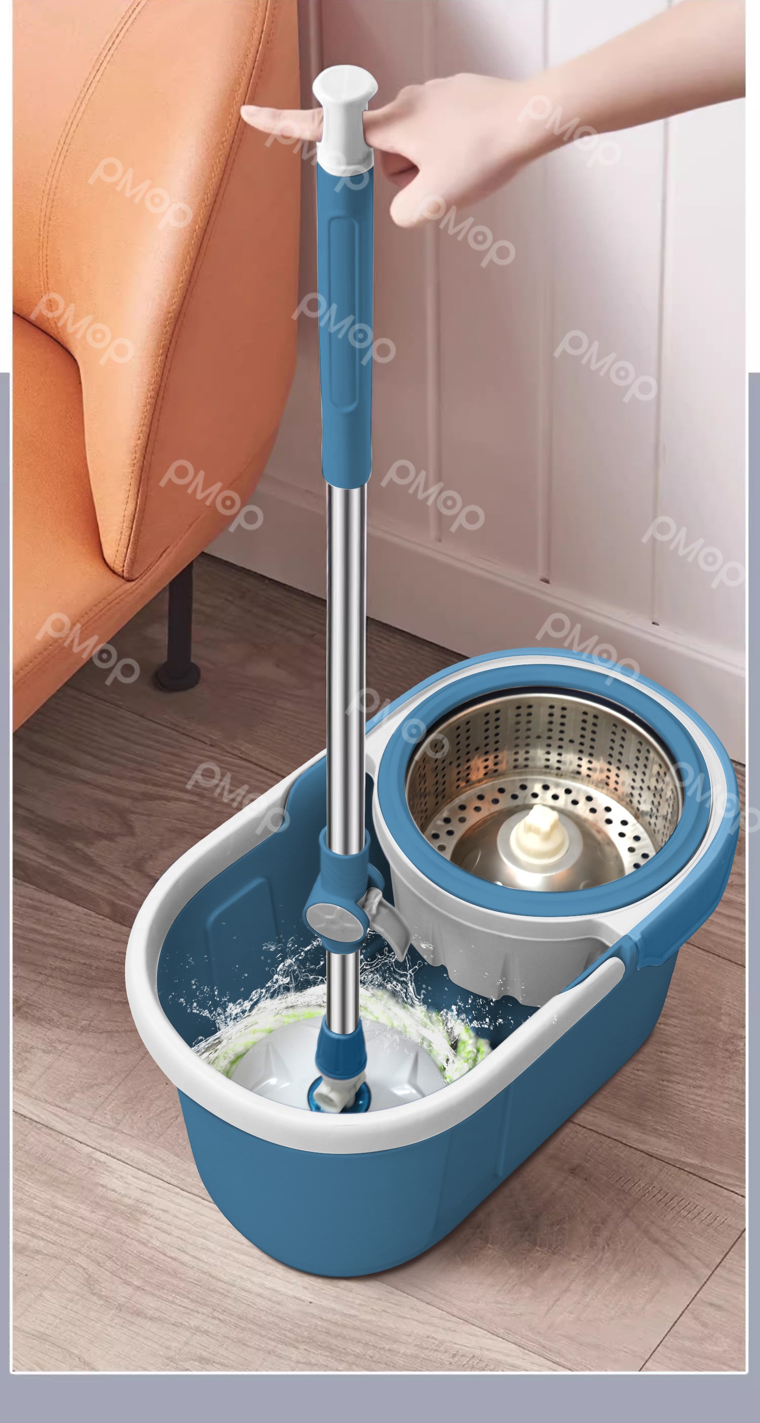 PMOP Mop with Spinner Detachable spin dryer Heavy duty bucket for water ...