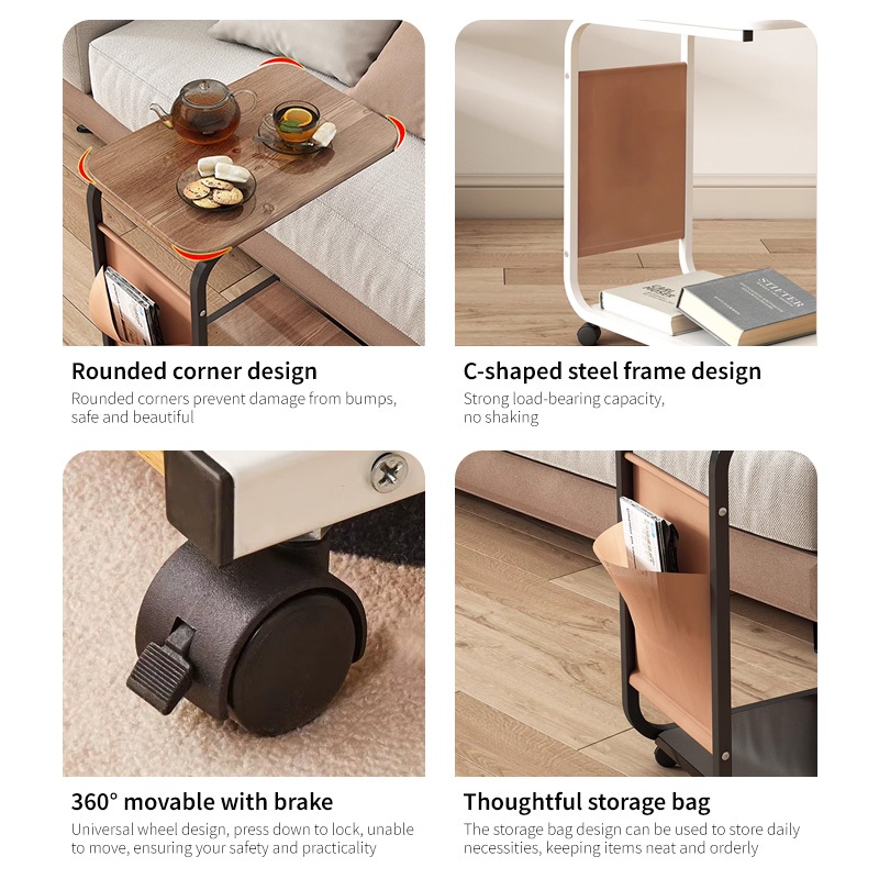 Movable Table With Wheels Pulley Table Side Table Nordic Living Room ...