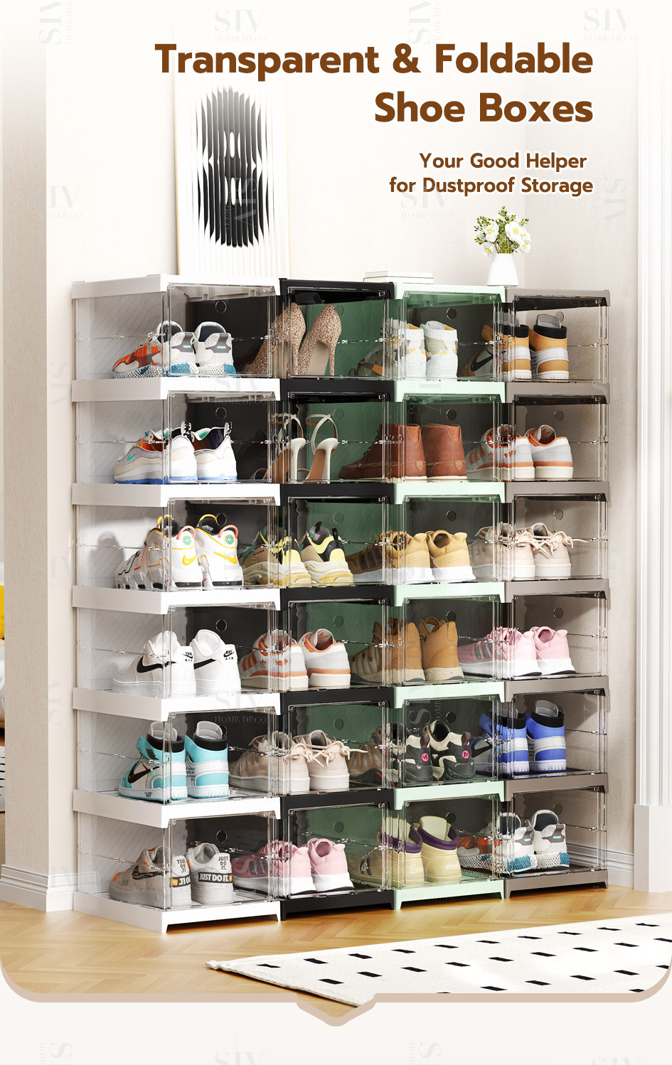 【Free of Installation】SIV Foldable Shoe Cabinet Folding Shoe Rack Box ...