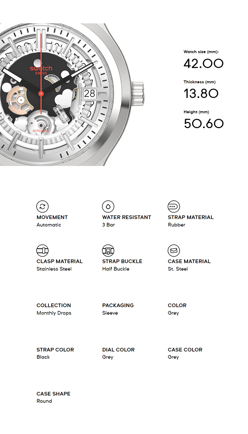 Swatch Sistem51 Irony Sistem through Again YIS431 Black Rubber Strap ...