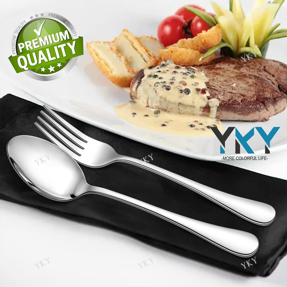 Elegant European Cutlery Dinner Spoon and Fork Set Makapal Stainless ...