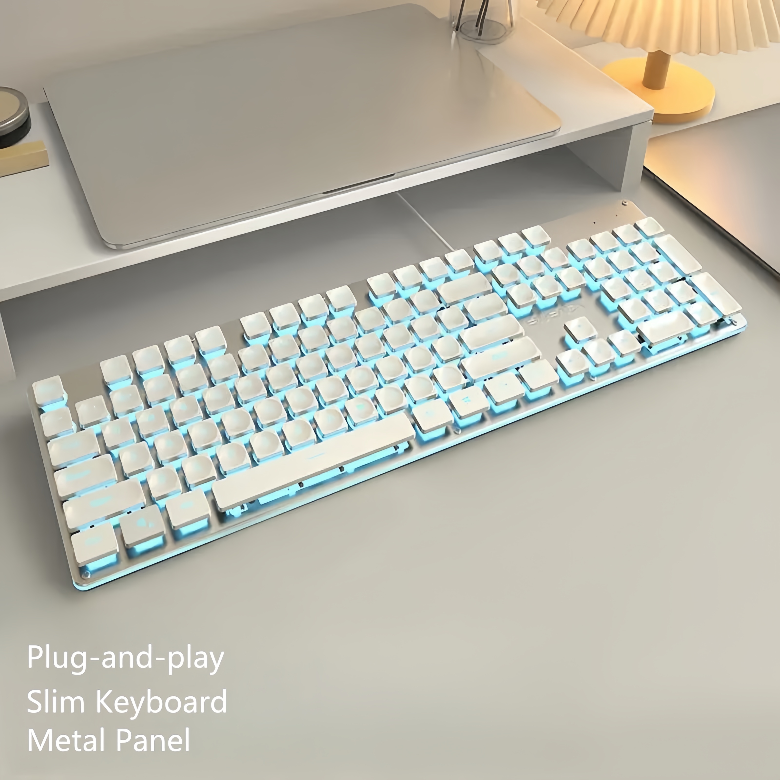 Zeus K-88 Icy Blue Back Light Wired Gaming Keyboard 104 Keys Silent ...