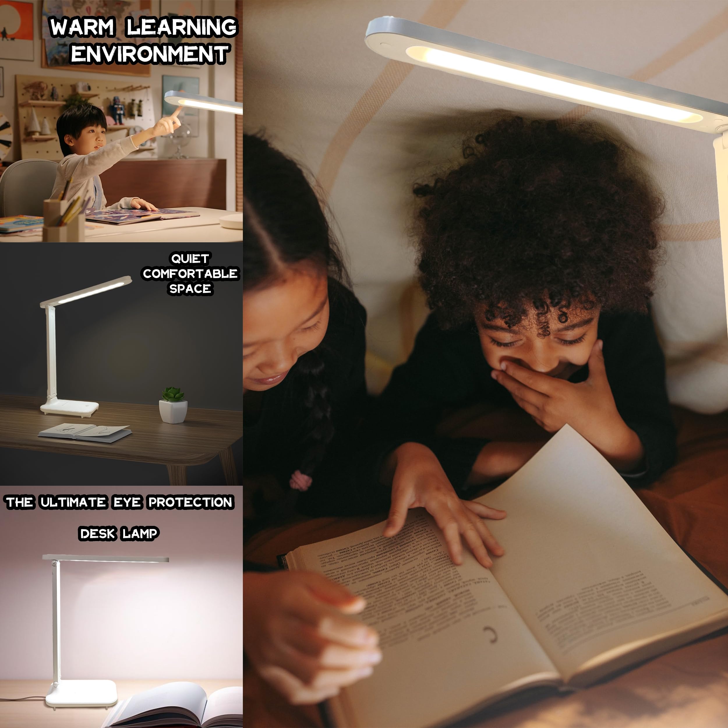 OOKAS USB Rechargeable LED Desk Lamp Study Lamp Foldable Table Lamp Student Reading Light ...