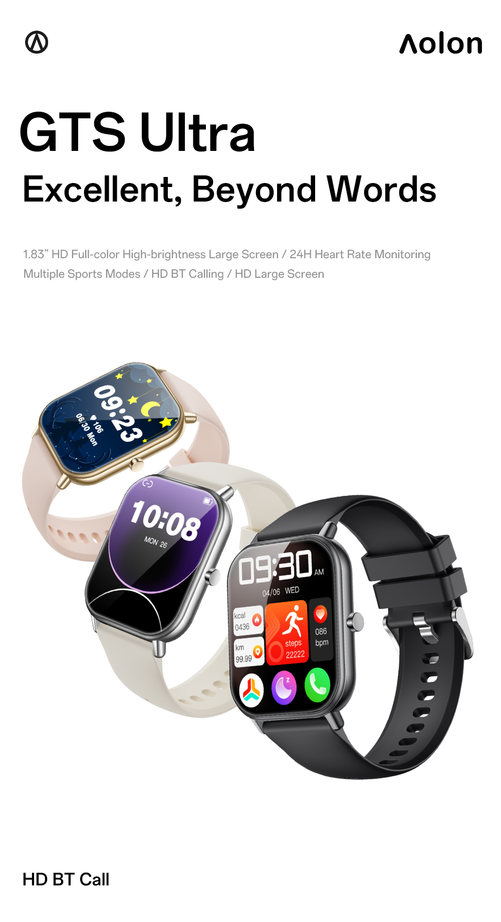 Aolon GTS ULTRA Smart Watch Original 100+ Sport Modes Rich Applications ...