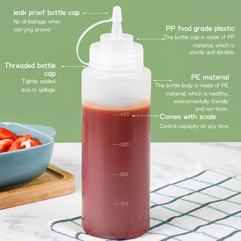 240/450 Clear Plastic Squeeze Bottle Squirt Bottle Syrup Salad ...