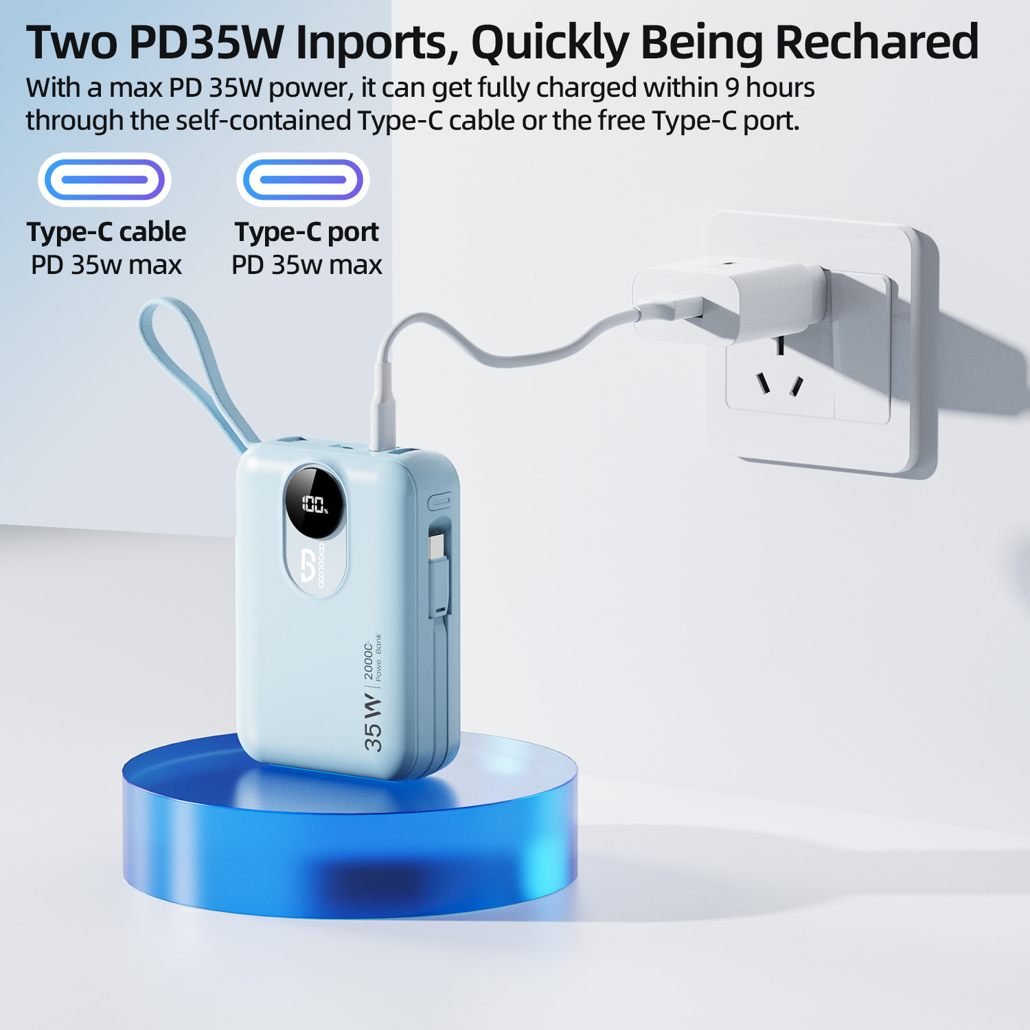 GOOJODOQ 35W 20000mah Powerbank for Laptop Charging iphone with Built ...