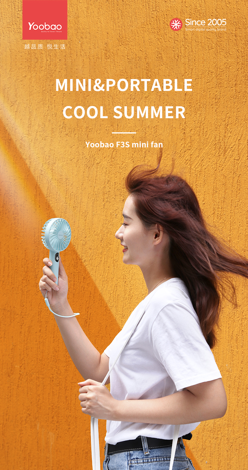 Yoobao F3S Mini Rechargeable Handheld Cooling Fan with Stand | Shopee ...