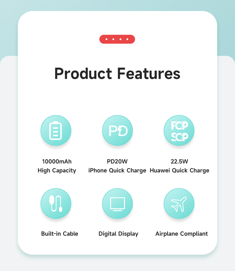 Yoobao Q13 10000mAh Handy Portable PD20 Fast Charge Built-in Cable ...