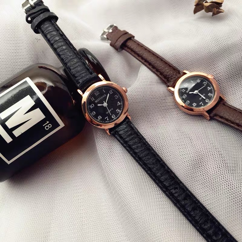 Women's Fashion White Small Watches Ladies Quartz Round Leather Watch ...