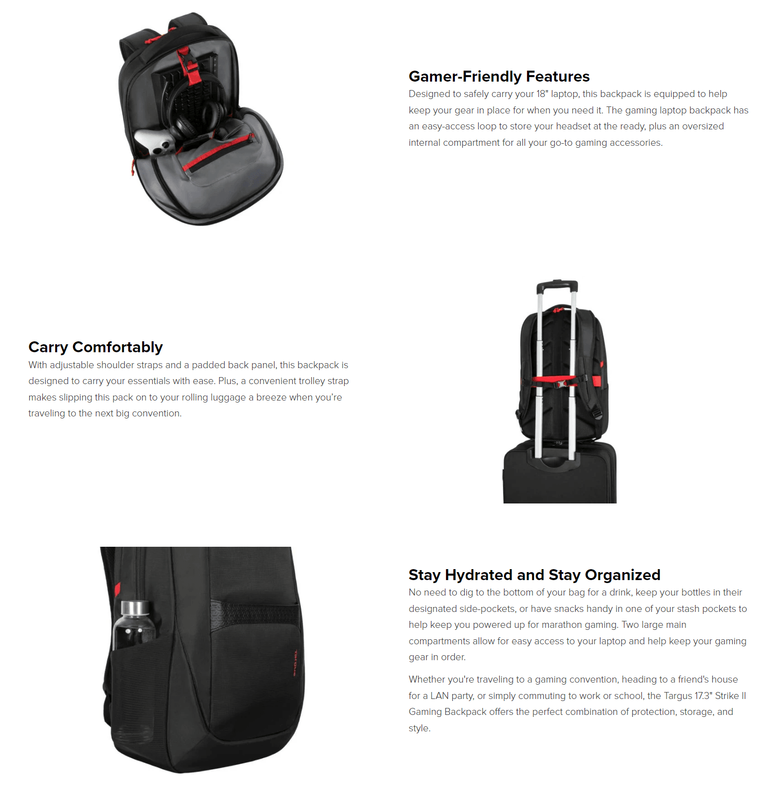 Targus TBB639GL 17.3” Strike 2 Gaming Backpack Black/Red | Shopee ...