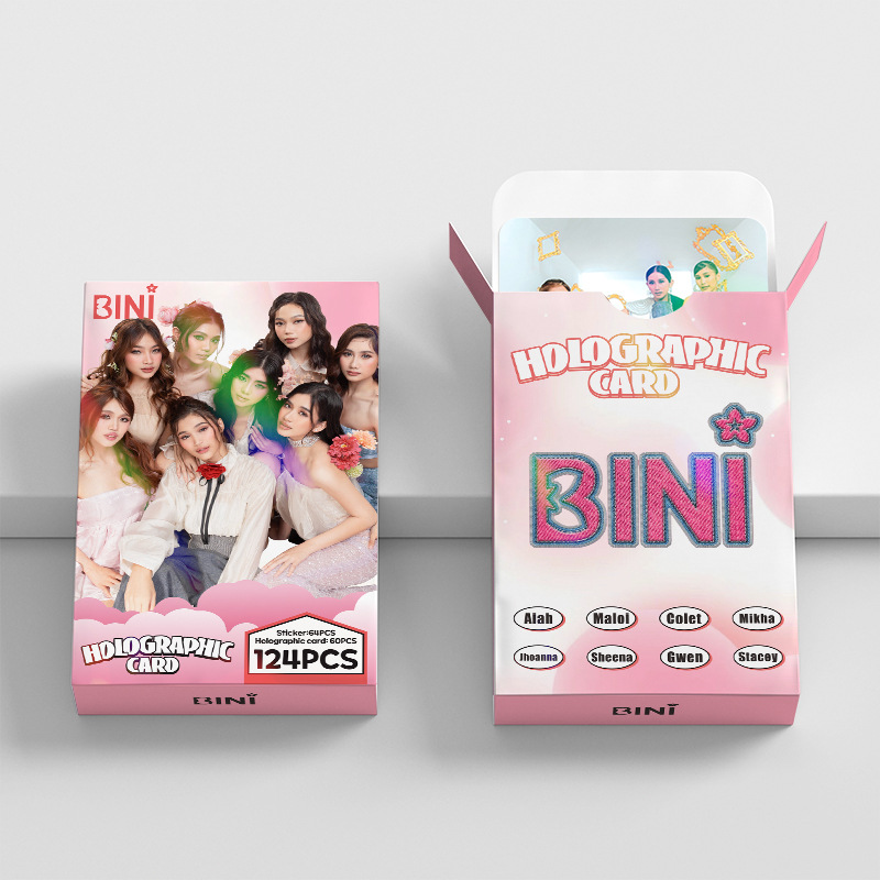 124Pcs BINI Holographic Postcards Laser Photocards Kpop Lomo Card Aiah ...