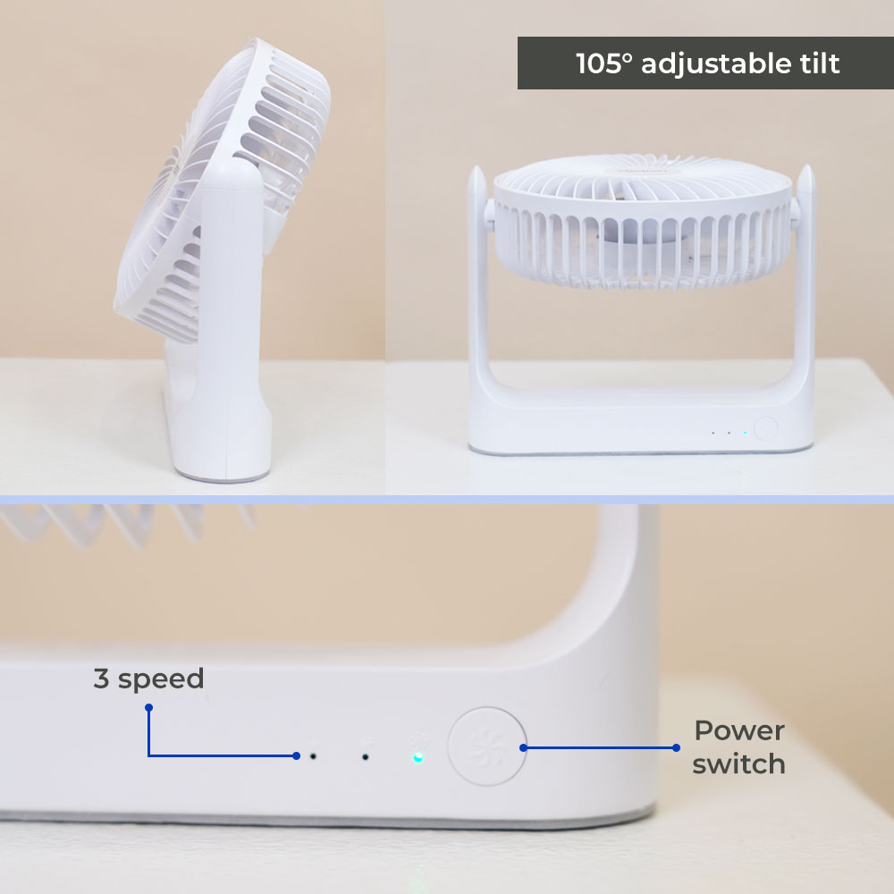 Astron PERSONA50B Portable Rechargeable Fan | 5" Fan Blade | 1800mAh ...