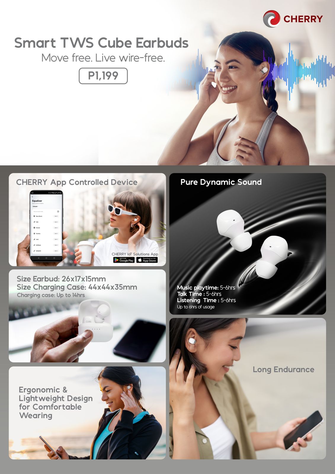 CHERRY TWS Cube Earbuds (Bluetooth) | Shopee Philippines