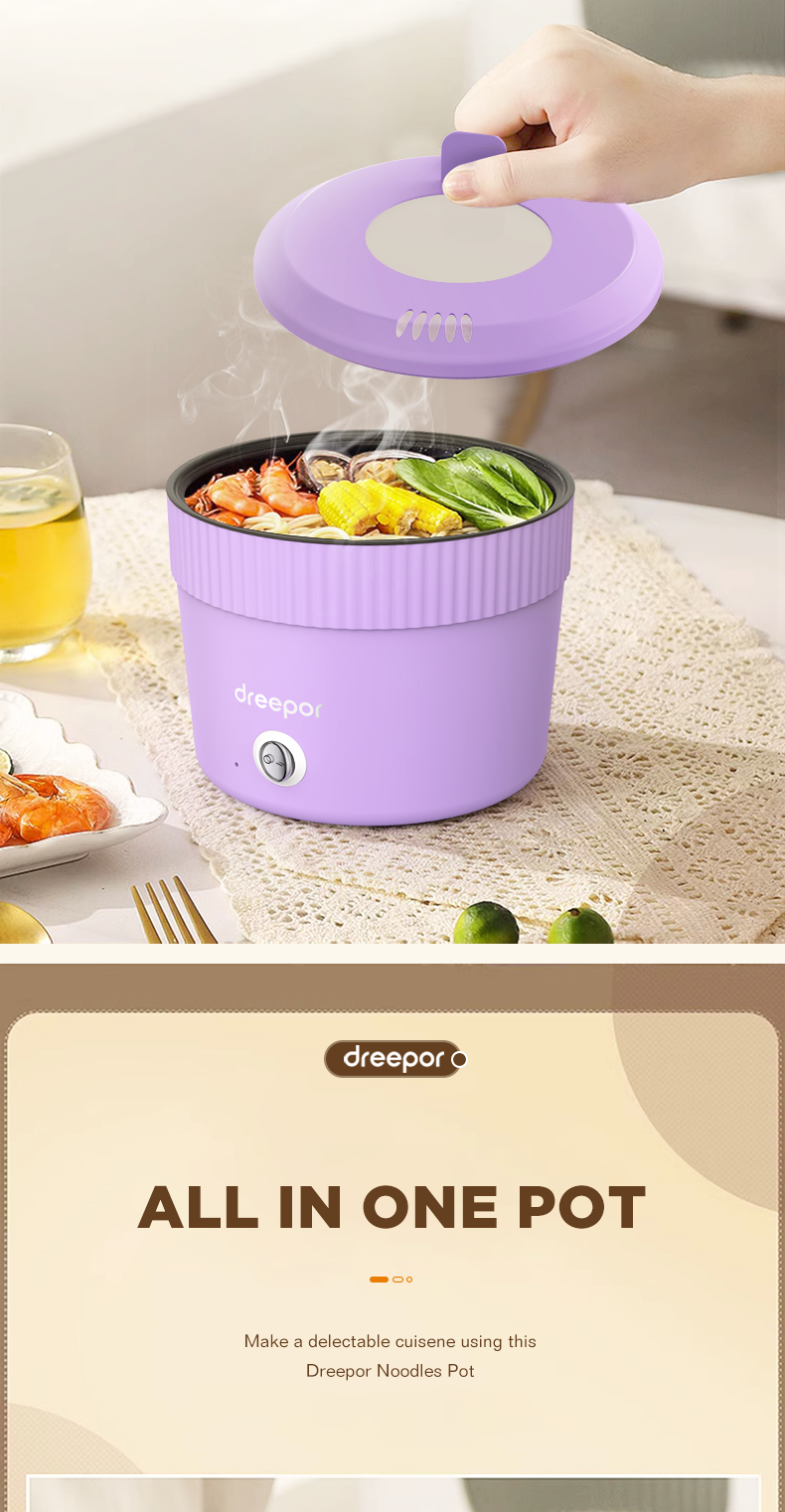 DREEPOR X Rice Cooker Mini Electric Small Multi Heating Pot 1.8L ...