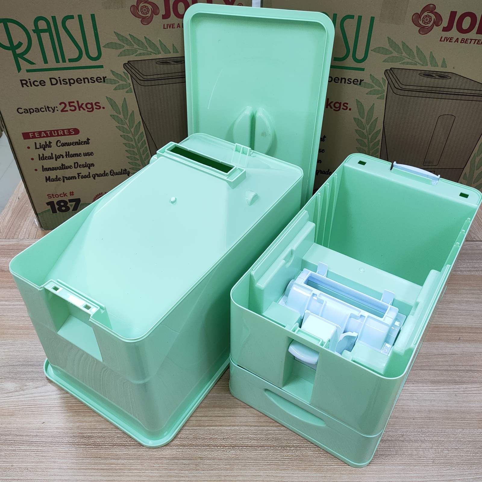 JOLLY RICE DISPENSER 25KG RICE BOX / SEALED RICE STORAGE BOX / GRAIN ...