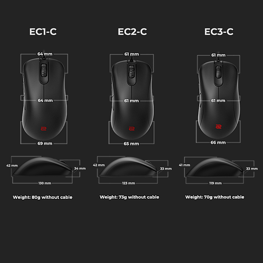 BenQ Zowie EC2-C Esports 3360 Sensor Ergonomic Paracord 24-step scroll ...