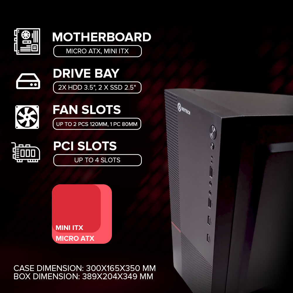 EasyPC| Keytech K5 pc case gaming | Micro ATX| Black | Shopee Philippines