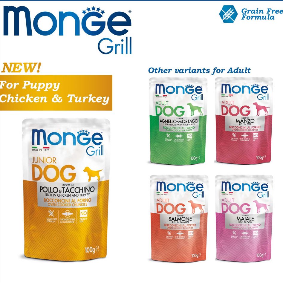 Monge Grill Pouch Adult Dog Wet Food 100g All Stages Puppy Dog ...