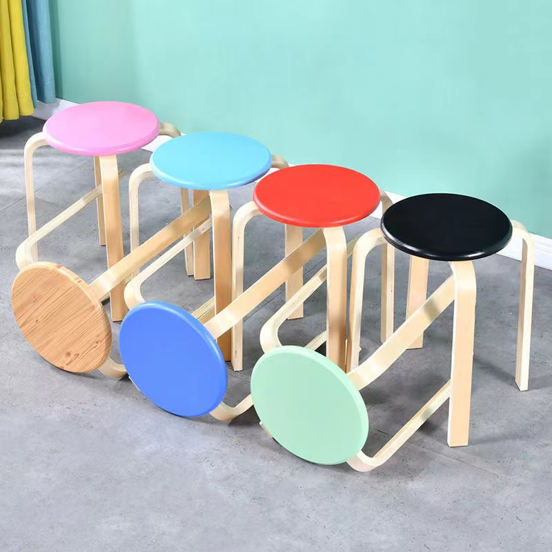JSF Home Round Stool Dining Room Chair Living Room Wooden Chair Stool ...