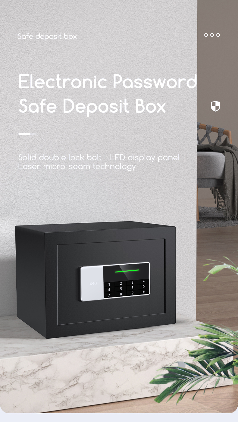 Deli Electronic Money Box With Lock And Key Safe Deposit Box Security ...