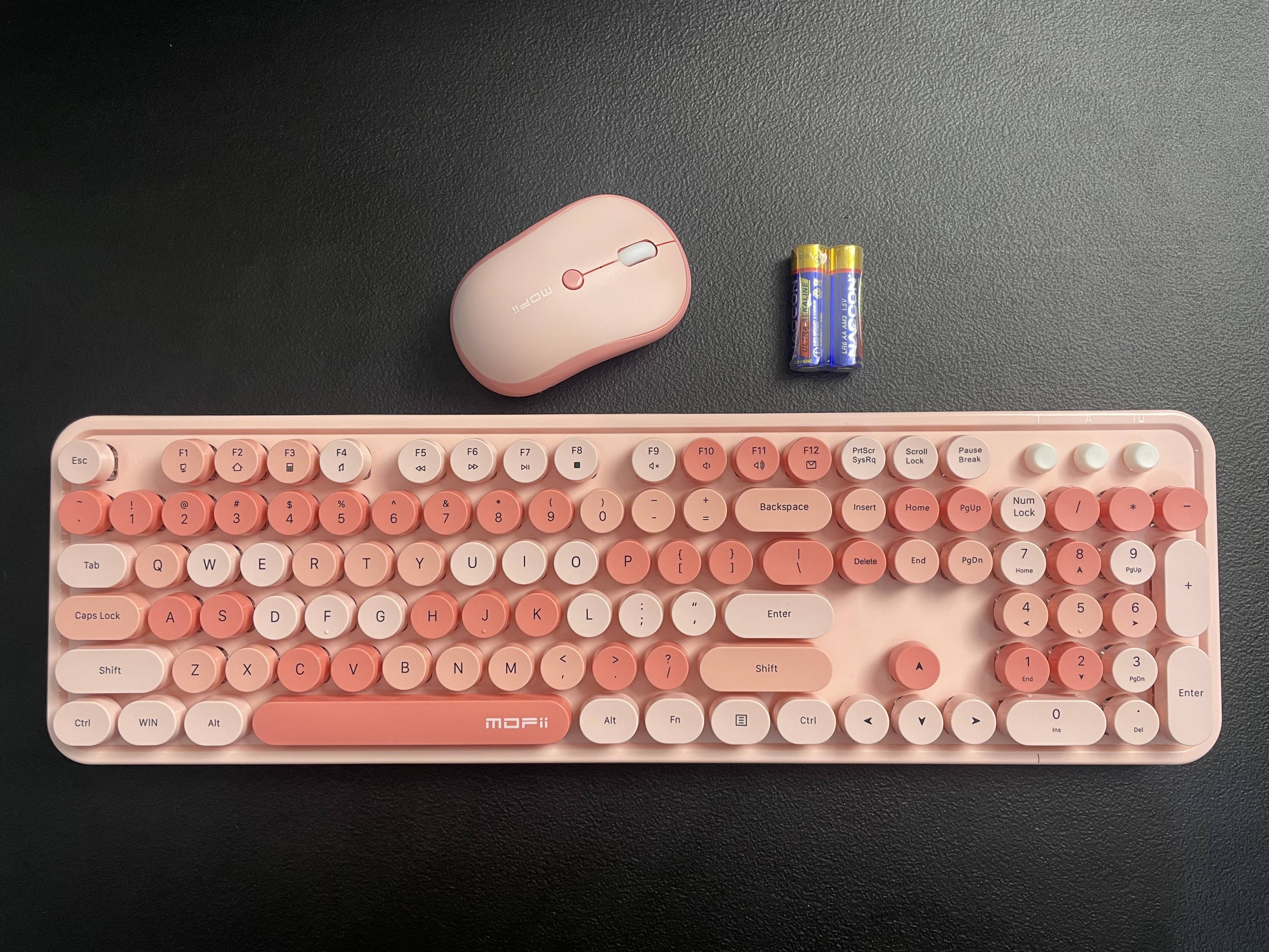 MOFii Sweet PLUS Wireless RED AXIS True Mechanical Keyboard Mouse Set ...