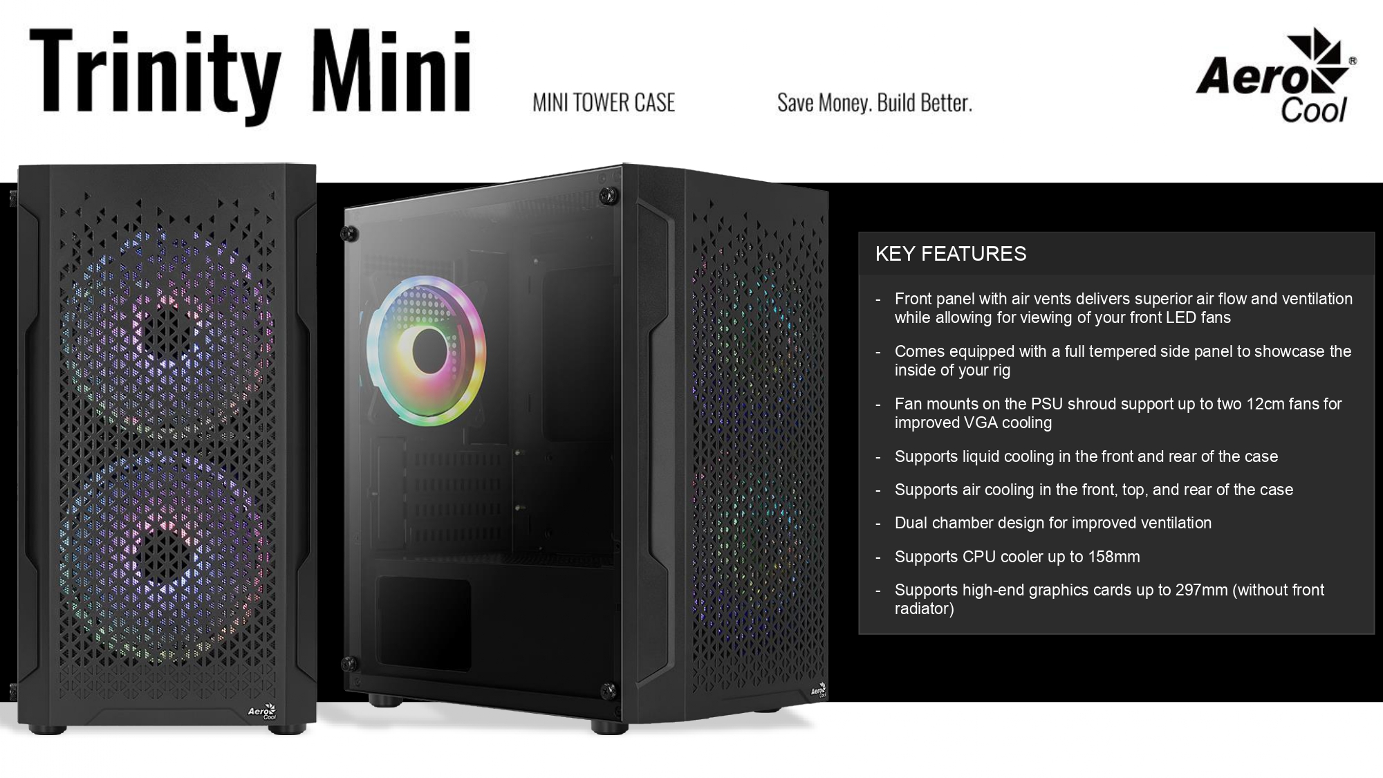 Aerocool Trinity Mini G BK V2, Micro ATX / mini-ITX Tower Case ...