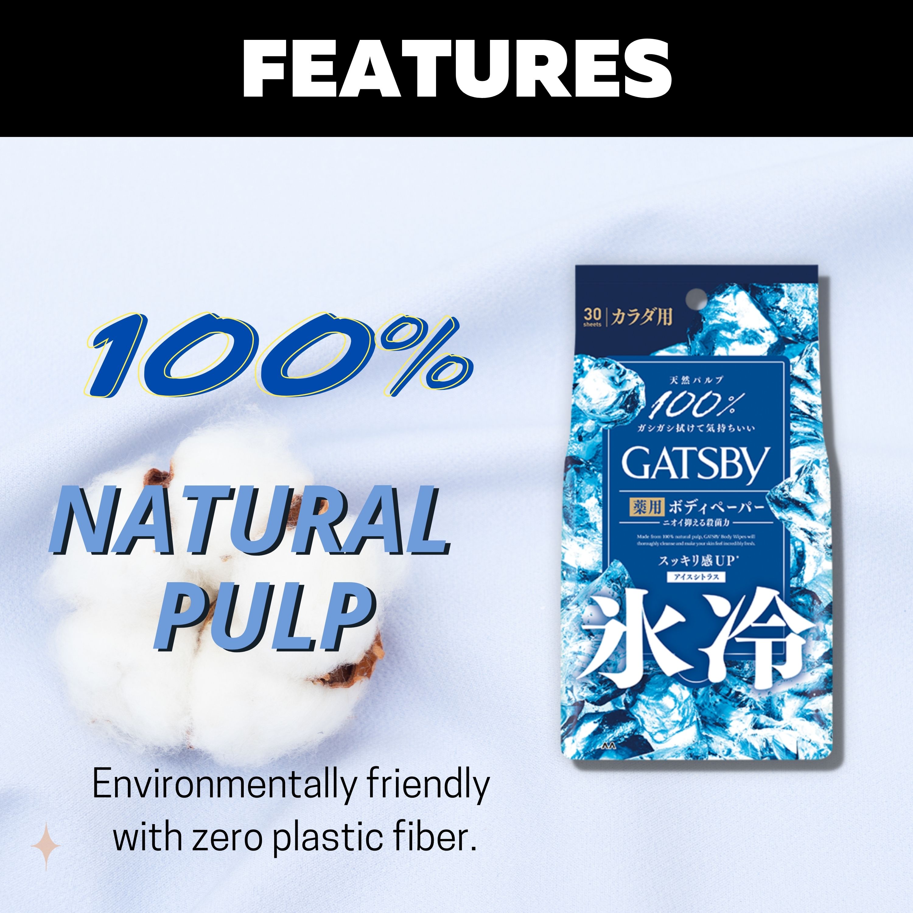 Gatsby Deodorant Body Wipes Ice Citrus (Ice-type) 30 sheets | Shopee ...