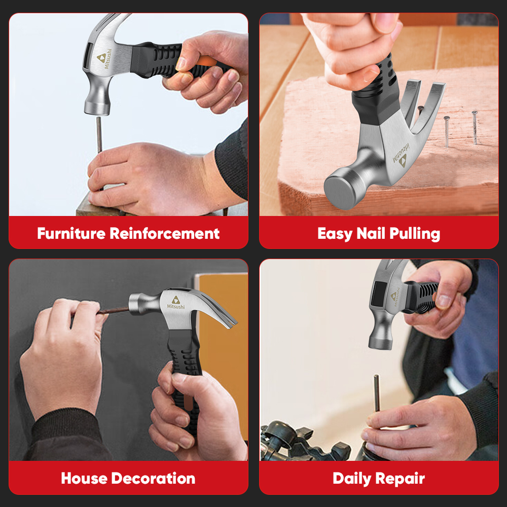 Mitsushi Claw Hammer 8oz Mini Stubby Hammer Tool Insulated Handle Nail ...