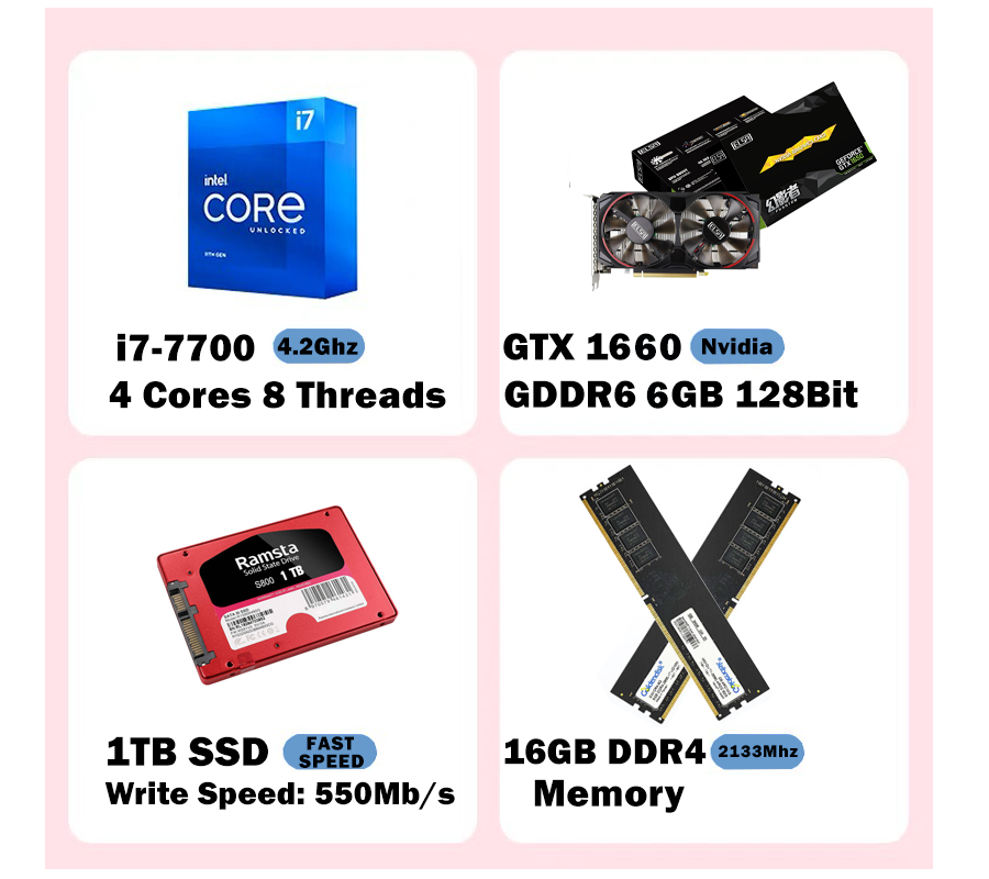 Intel Core i5 / i7 7th Gaming Desktop DDR4 16GB RAM / 512GB SSD With ...