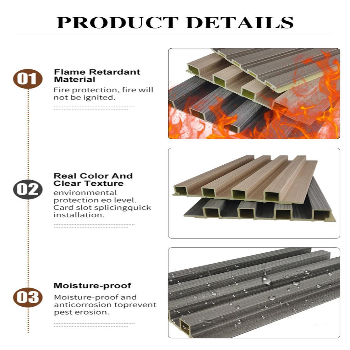 WPC Wood Wallpaper Sticker Waterproof Grille Design Ecological Board TV ...