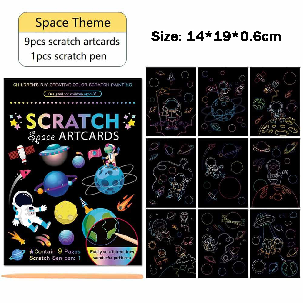 10Pcs Cartoon Cute Scraping Papers Kids Creative DIY Scratch Drawing ...